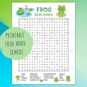 Frog Word Search Printable, Frog Activity for Kids, Word Game, Spring ...