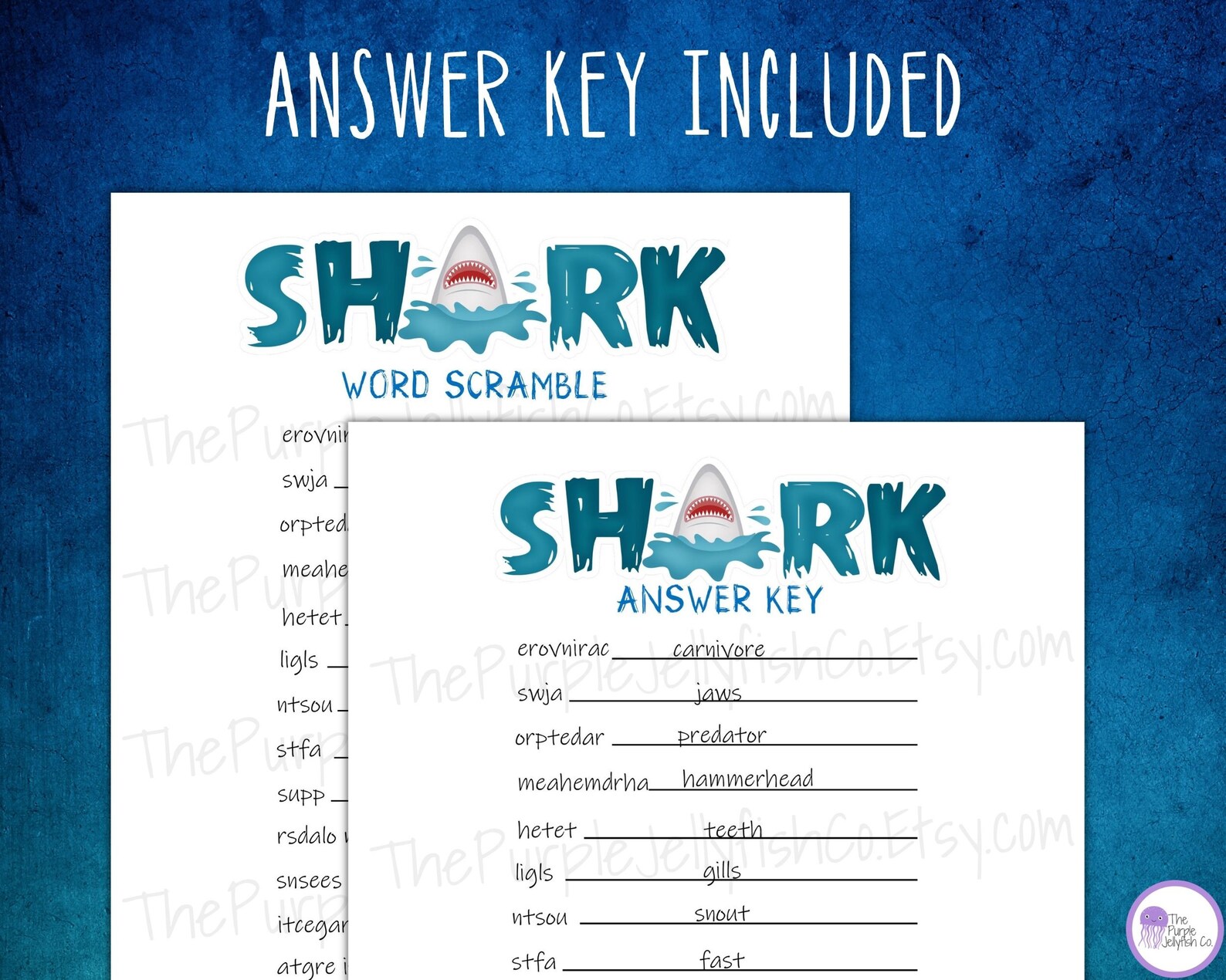 Shark Word Scramble With Answers, Shark Activity for Kids, Shark Game ...
