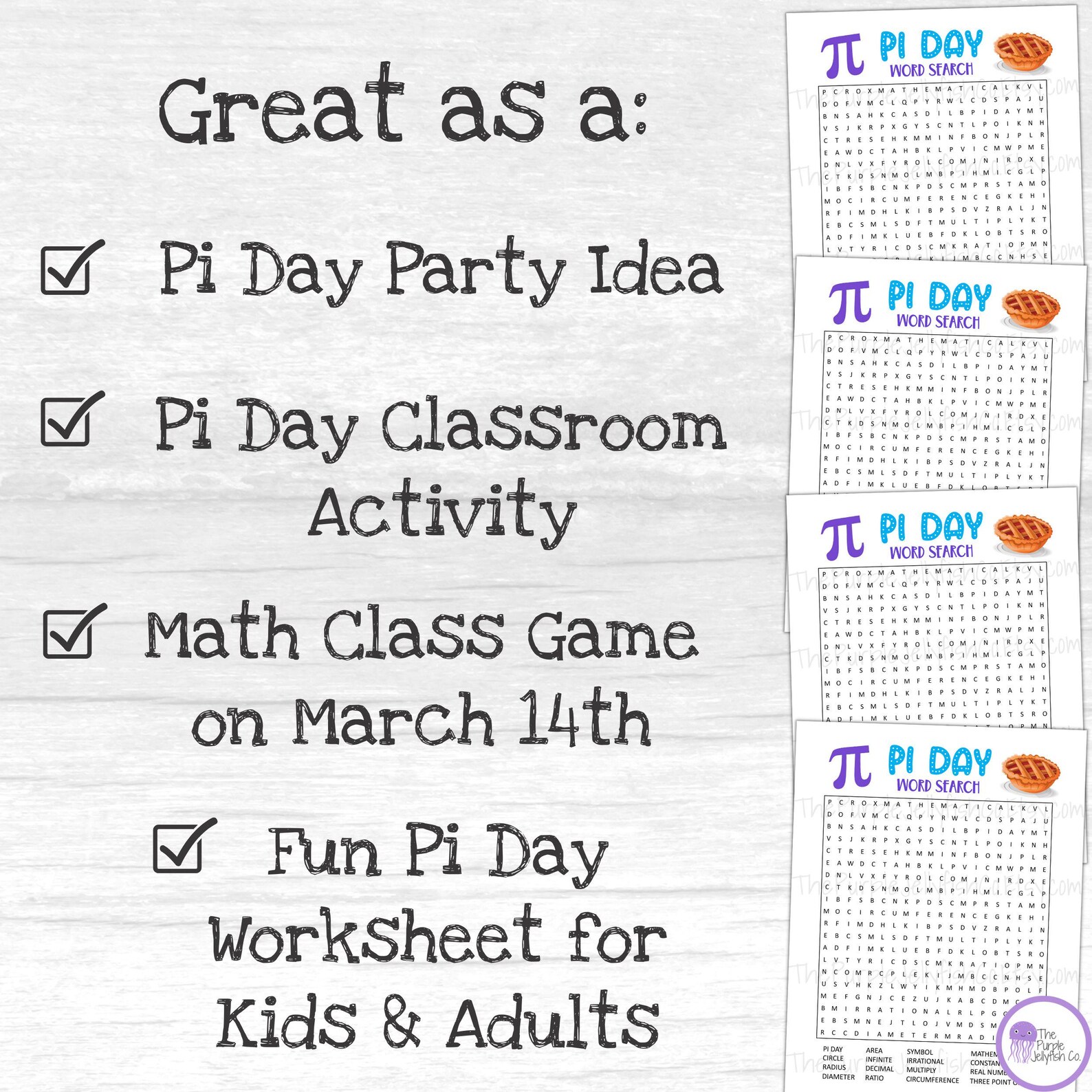 Pi Day Word Search Printable, Word Search Puzzle for Kids & Adults, Pi ...