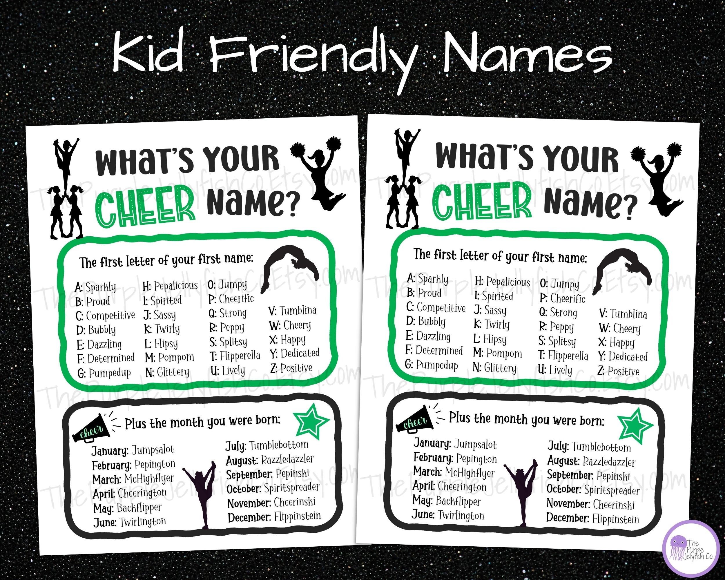 Cheer Name Sign and Name Tags, Cheer Party Game Printable, What's Your ...