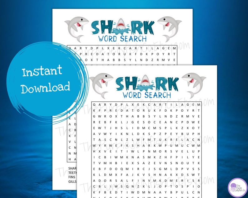 Shark Word Search Printable With Answers Shark Activity for - Etsy Ireland