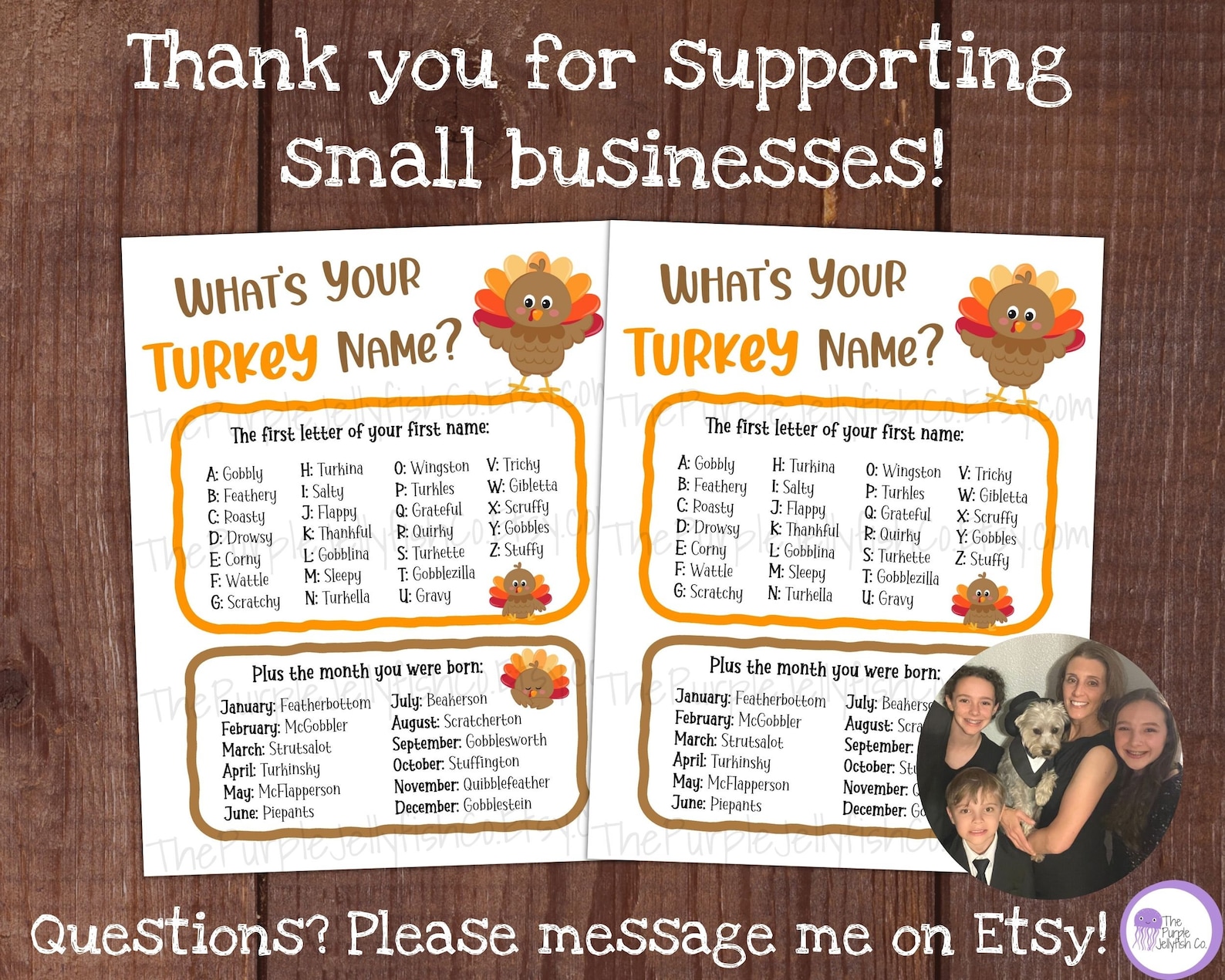 What's Your Turkey Name Game, Thanksgiving Game Printable, Thanksgiving ...