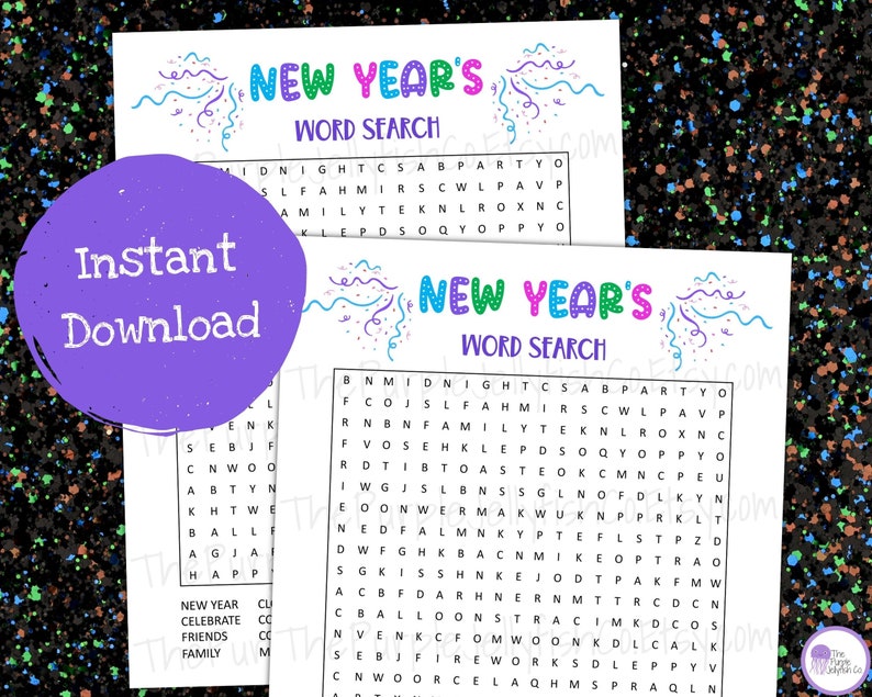New Years Word Search Printable, New Years Activity for Kids, Word ...