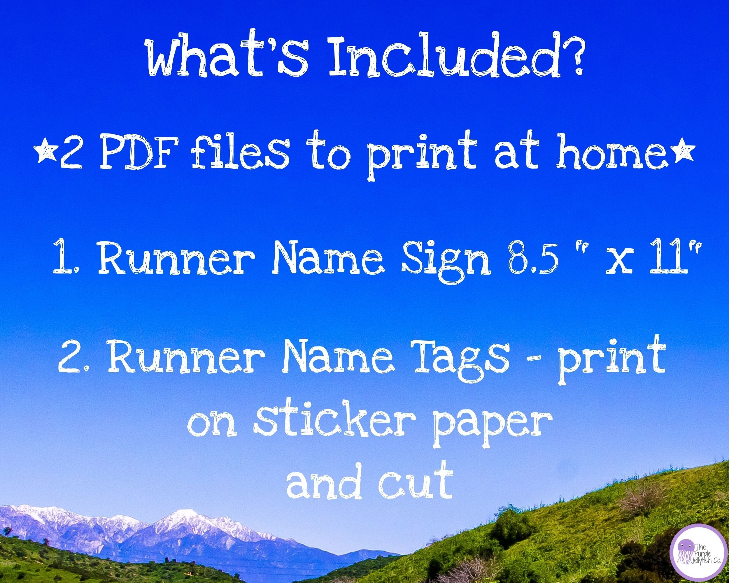 Runner Name Sign and Name Tags, Whats Your Name Game, Running Printable ...