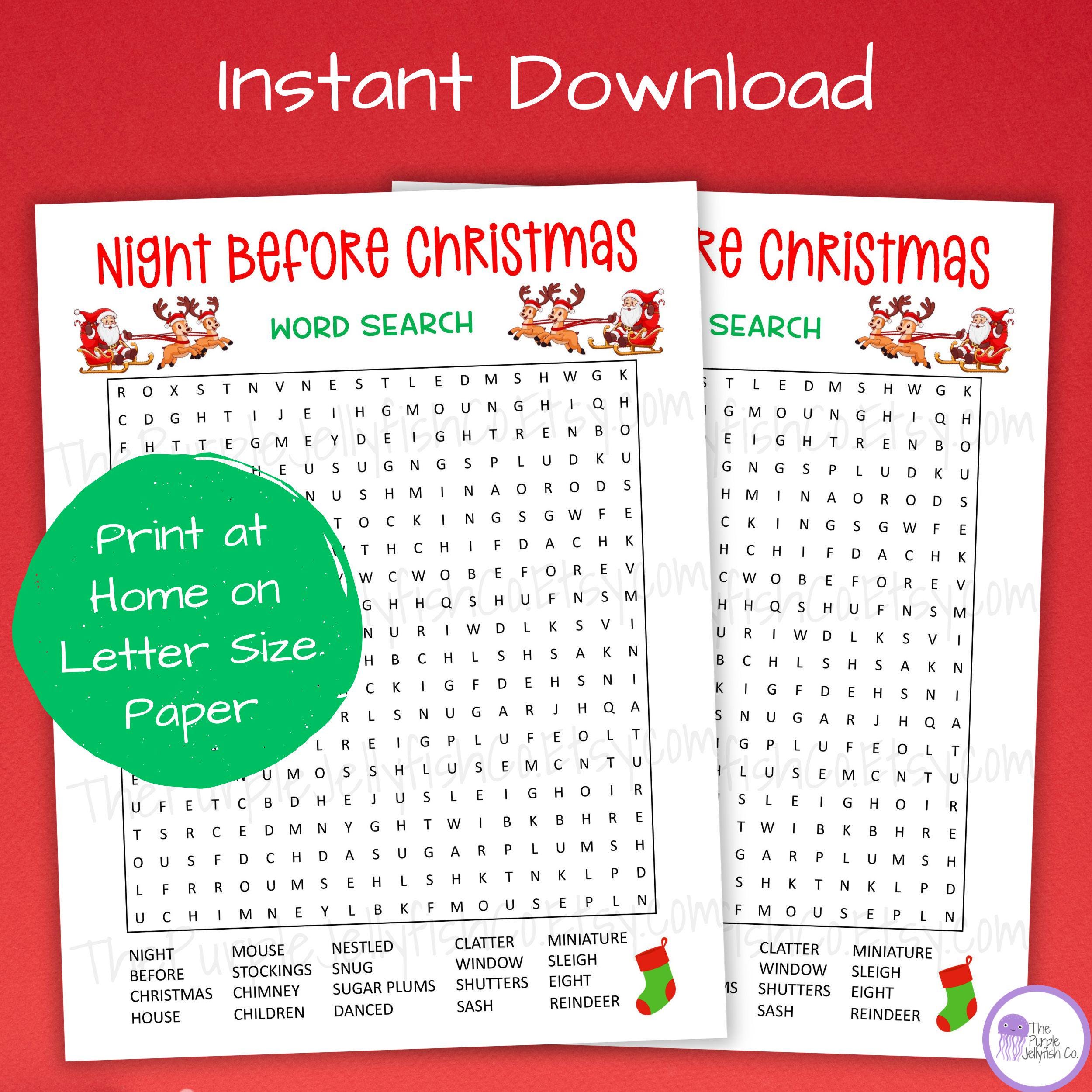 Night Before Christmas Word Search Puzzle, Christmas Worksheet ...