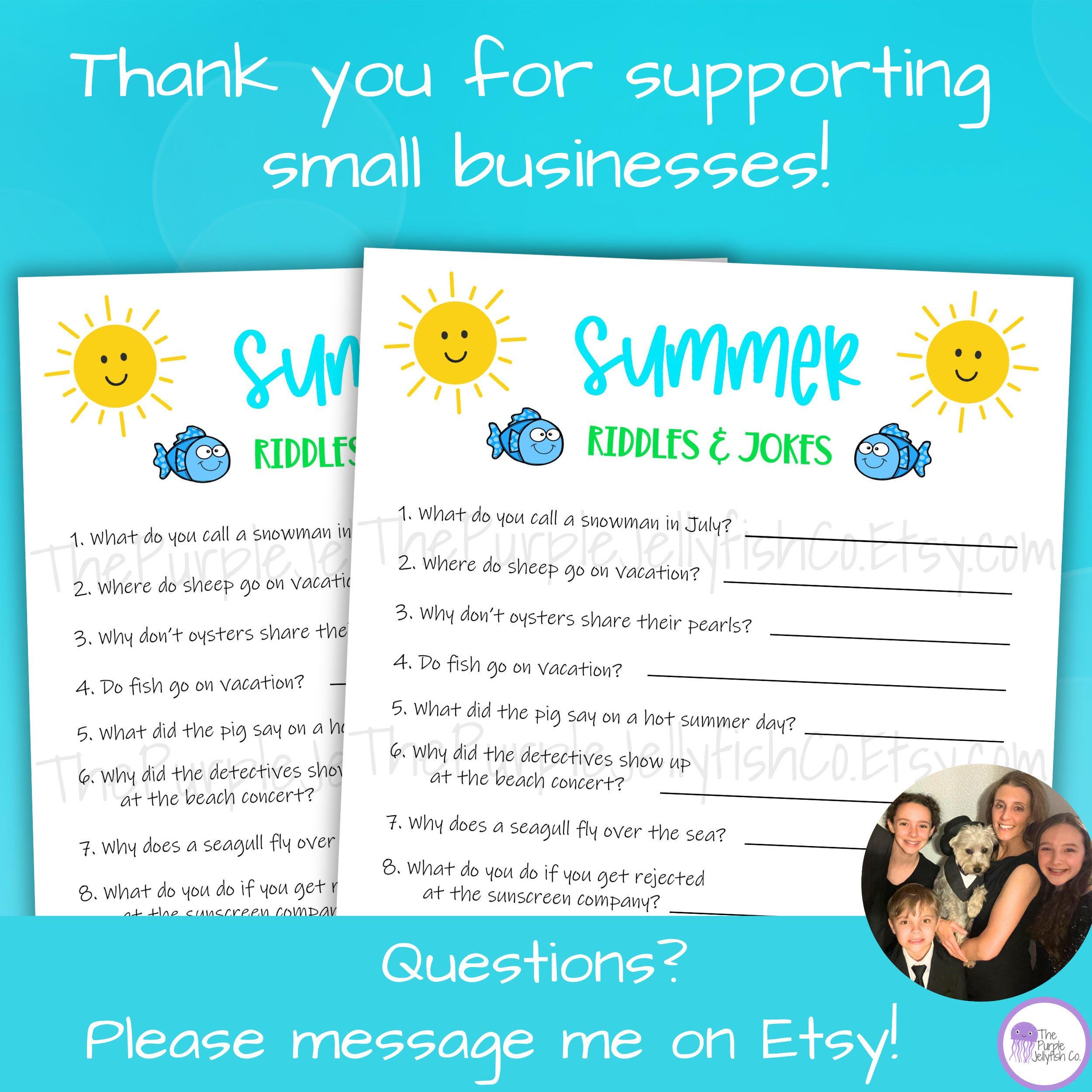 Summer Jokes for Kids, Printable Summer Activity, Summer Party Idea ...