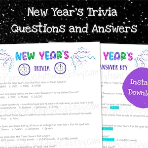 New Years Trivia Game Printable, New Years Eve Game for Teens & Adults ...