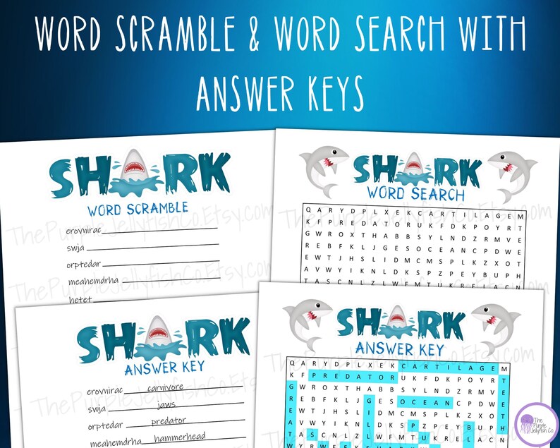 Shark Activities for Kids Shark Birthday Party Games Shark - Etsy