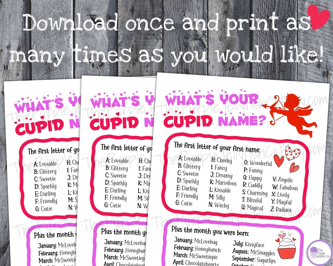 What's Your Cupid Name Game, Valentines Day Activity for Kids ...