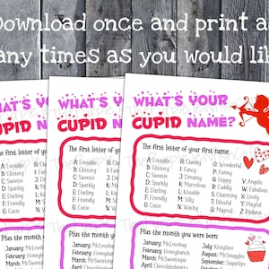 What's Your Cupid Name Game, Valentines Day Activity for Kids ...