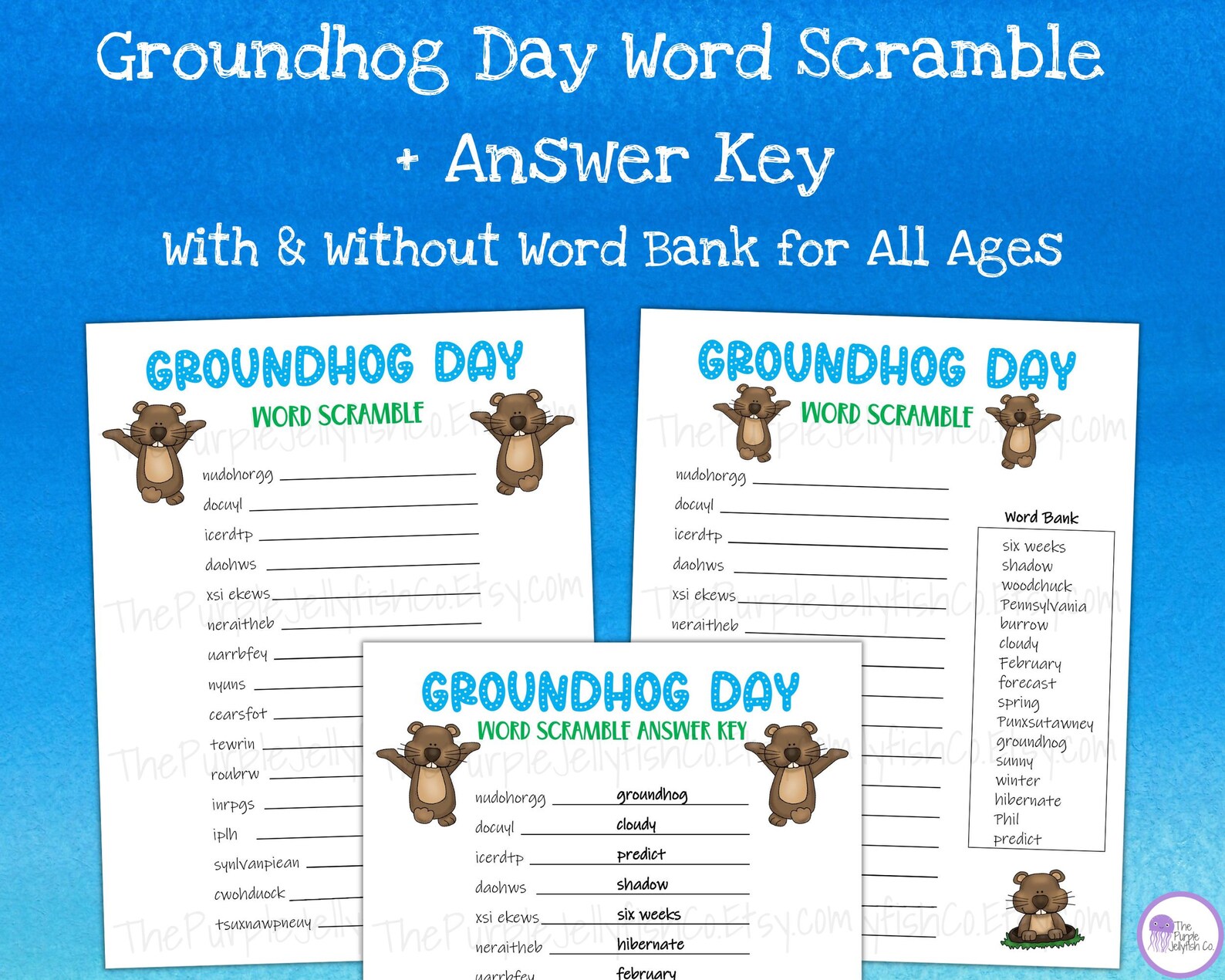 Groundhog Day Game Bundle, Groundhog Activities for Kids Printable ...