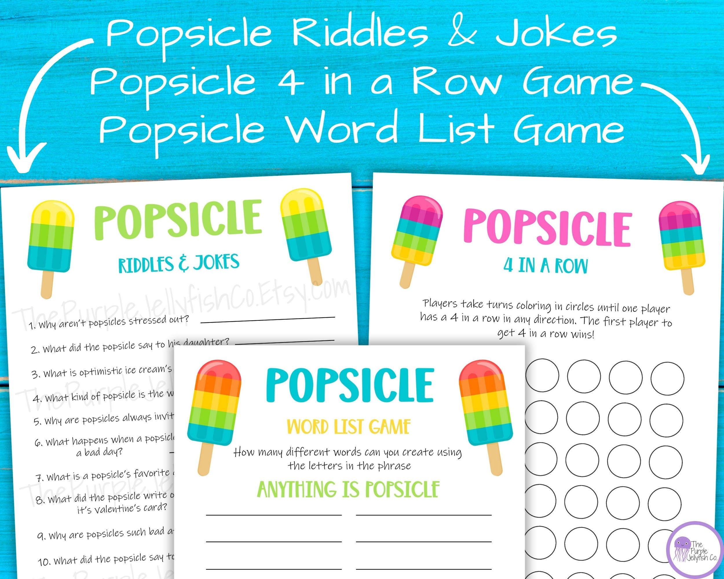 Popsicle Games for Kids Printable Ice Cream Party Ideas, Fun Summer ...