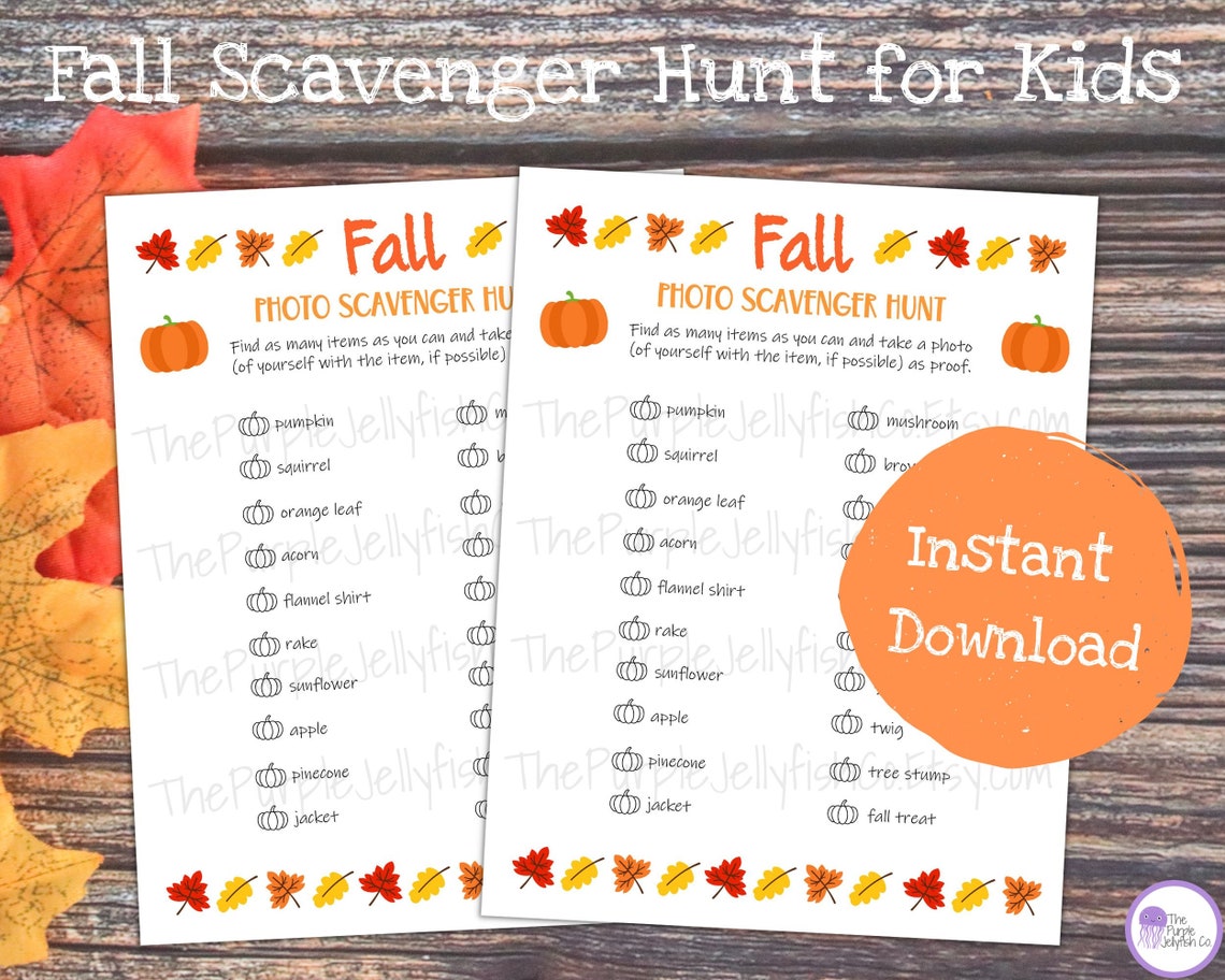 Fall Scavenger Hunt Printable Fun Fall Game for Kids Fall - Etsy