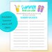 Summer Word Game, Summer Activity for Kids Printable, Summer Party Idea ...