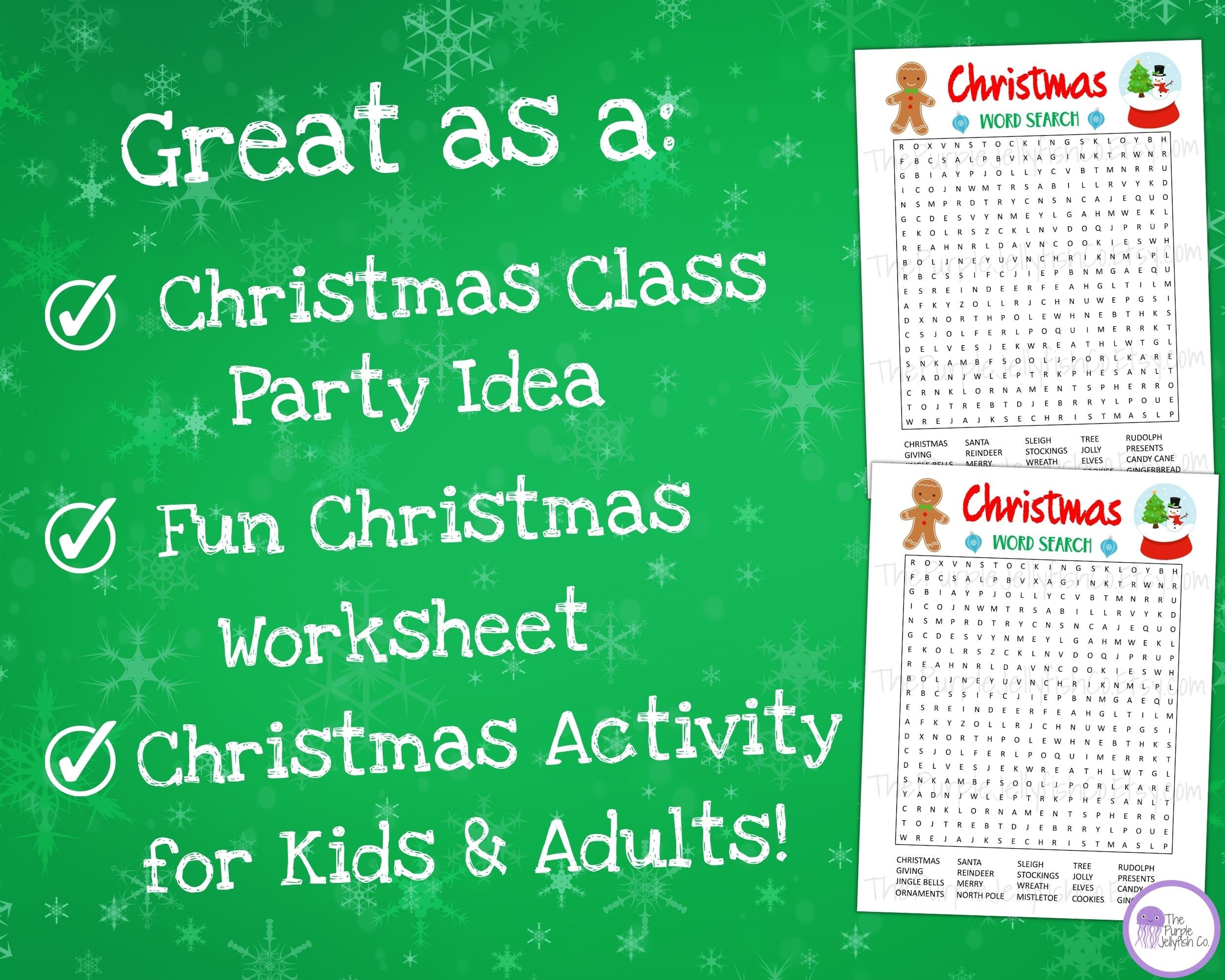 Christmas Word Search, Printable Christmas Game, Holiday Party Game ...