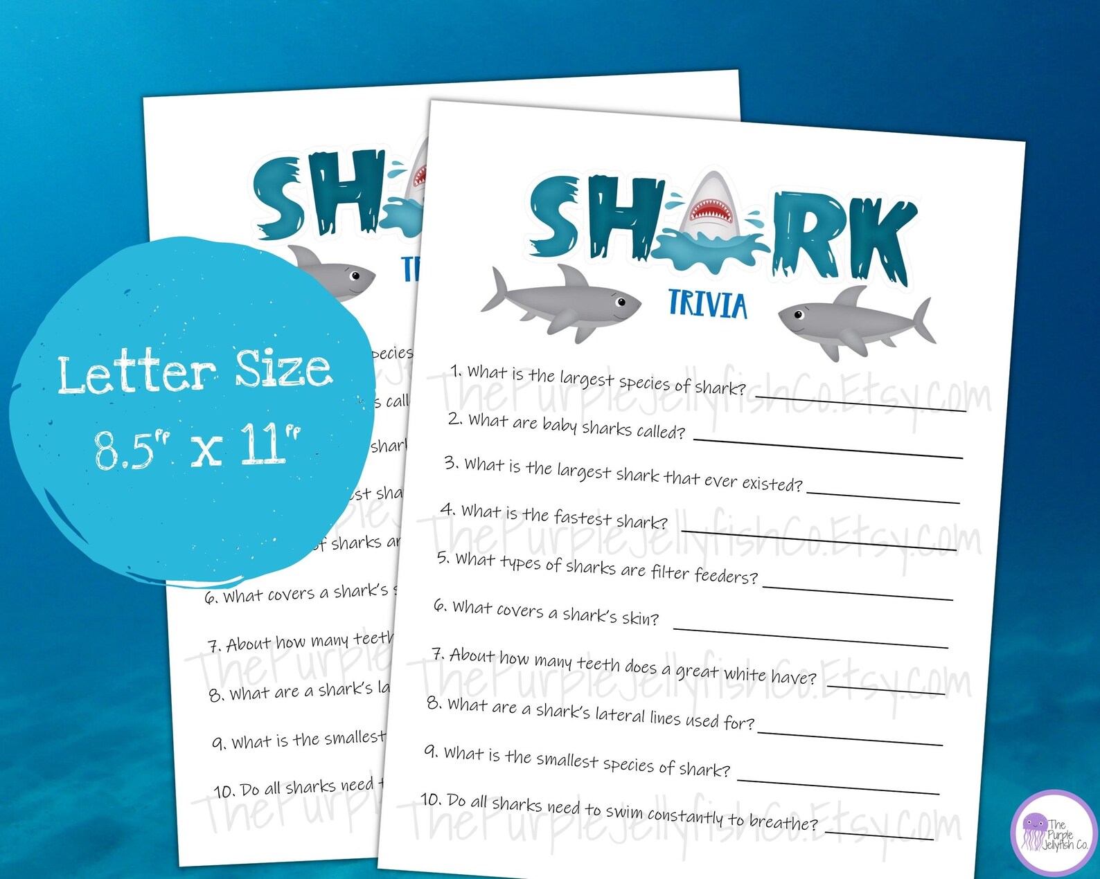 Shark Trivia Questions and Answers, Printable Trivia for Kids, Shark ...