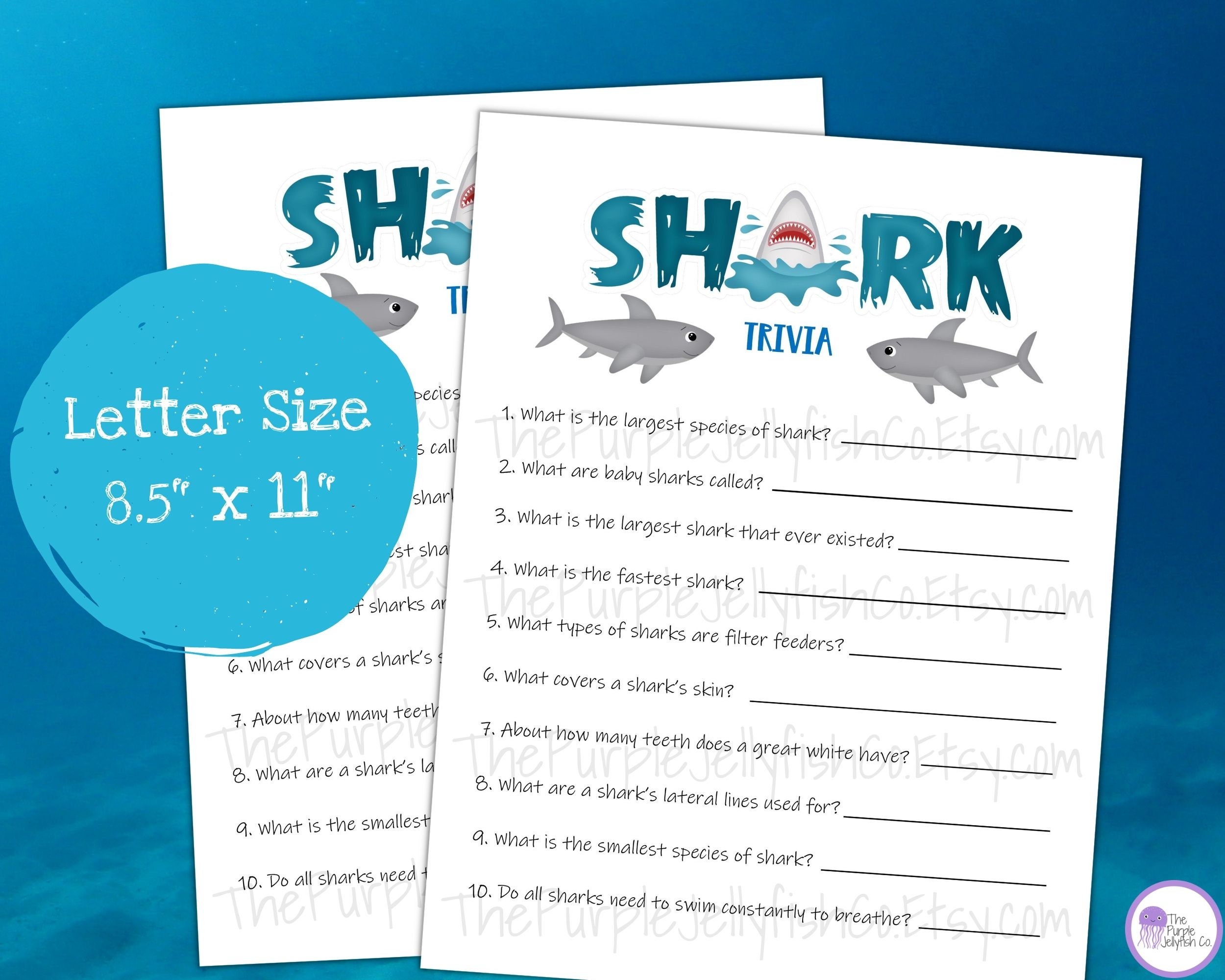 Shark Trivia Questions and Answers, Printable Trivia for Kids, Shark ...