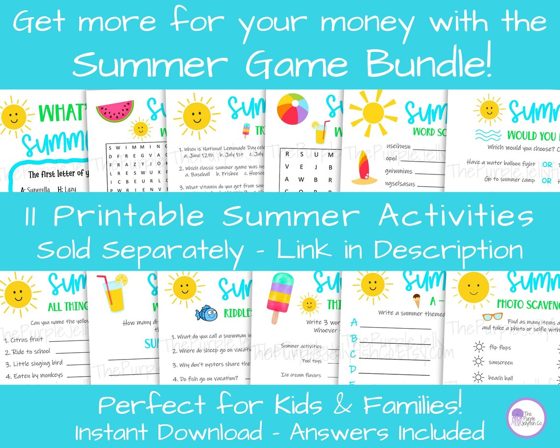 Summer Word Game, Summer Activity for Kids Printable, Summer Party Idea ...