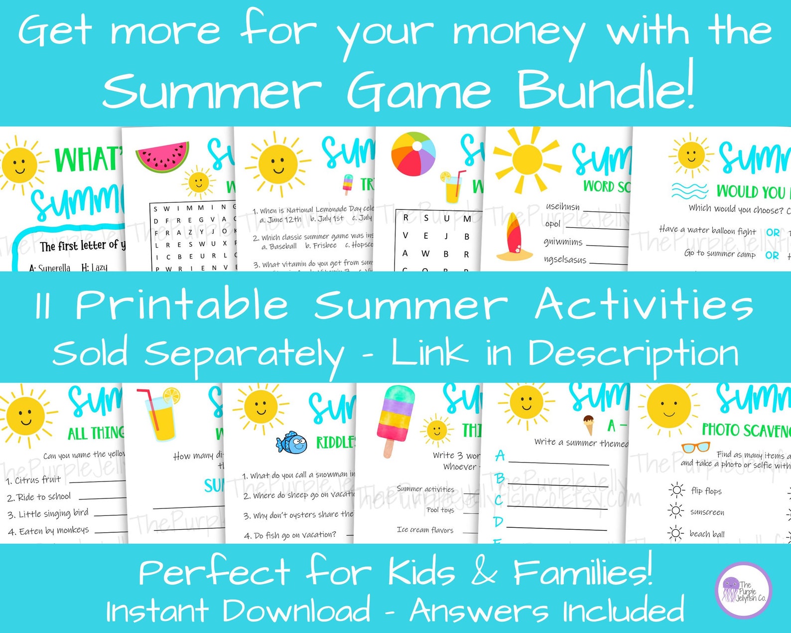 Summer Word Game, Summer Activity for Kids Printable, Summer Party Idea ...
