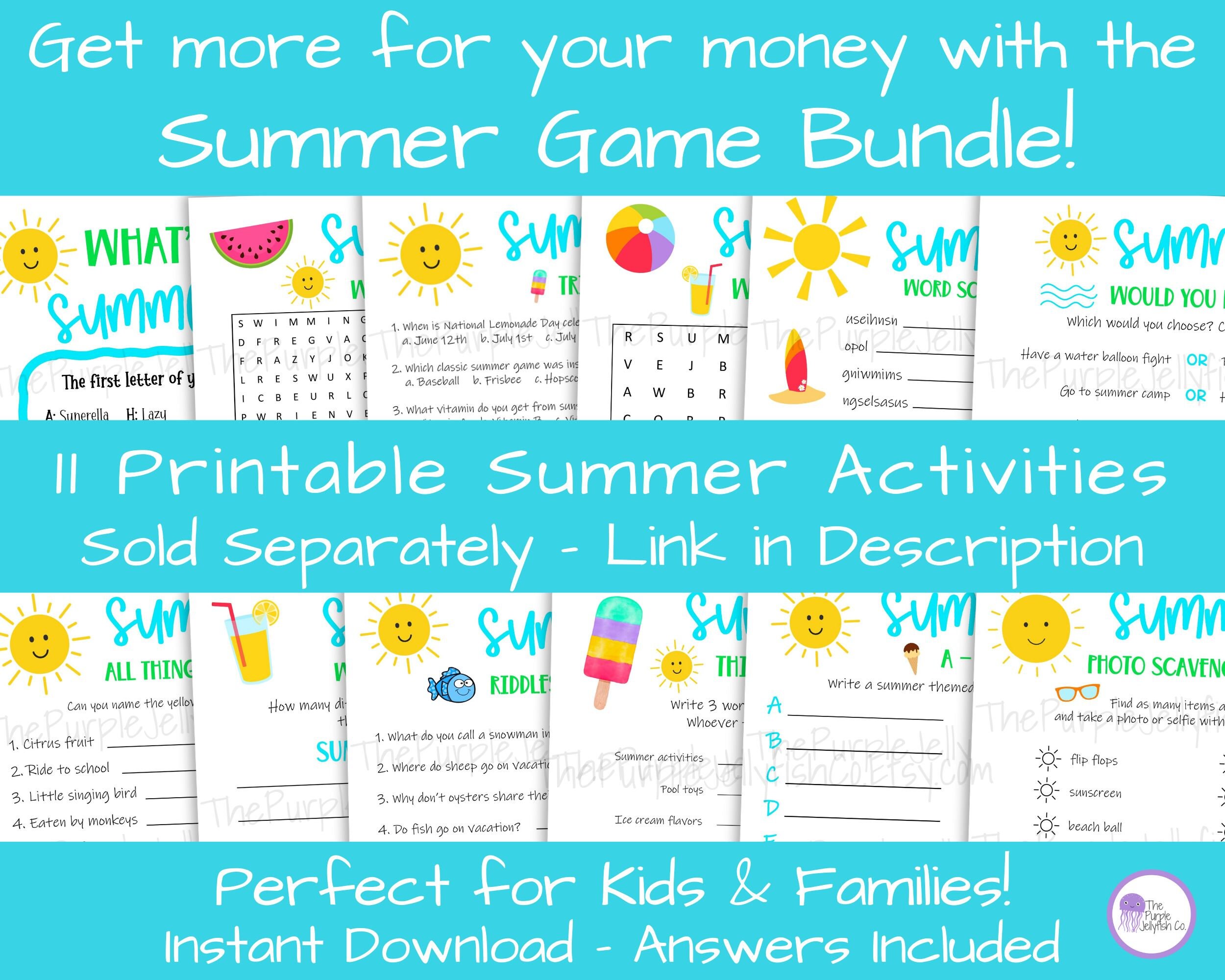 Summer Word Game, Summer Activity for Kids Printable, Summer Party Idea ...