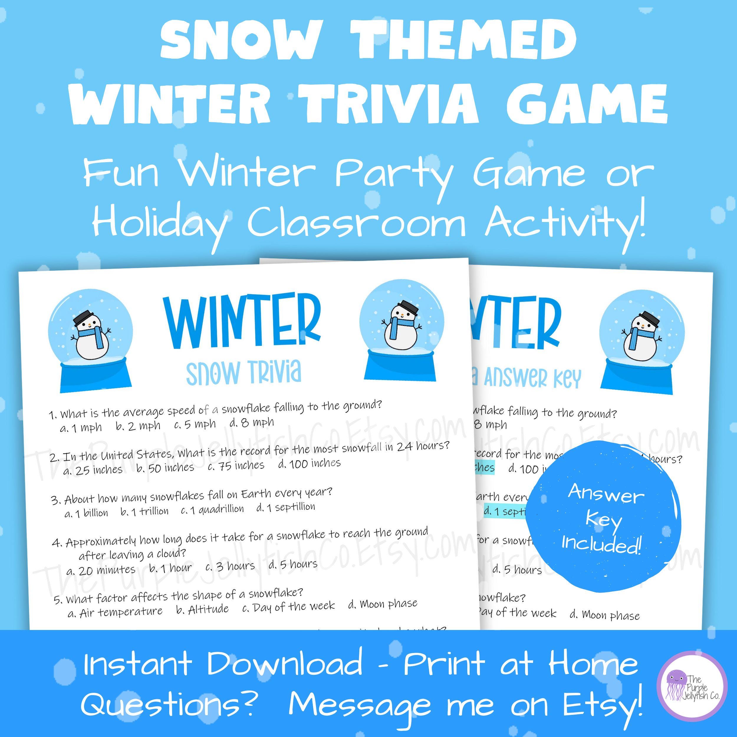 Winter Trivia Game, Winter Party Games, Winter Games for Kids, Winter ...