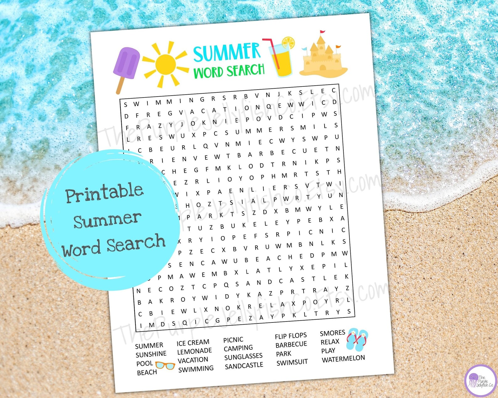 Summer Word Search Printable Summer Activity for Kids and - Etsy
