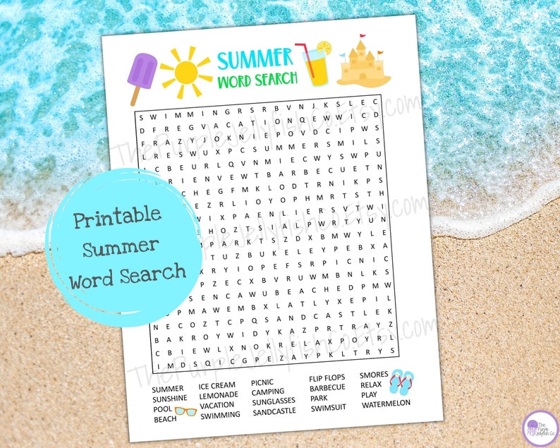 Summer Word Search Printable Summer Activity for Kids and - Etsy