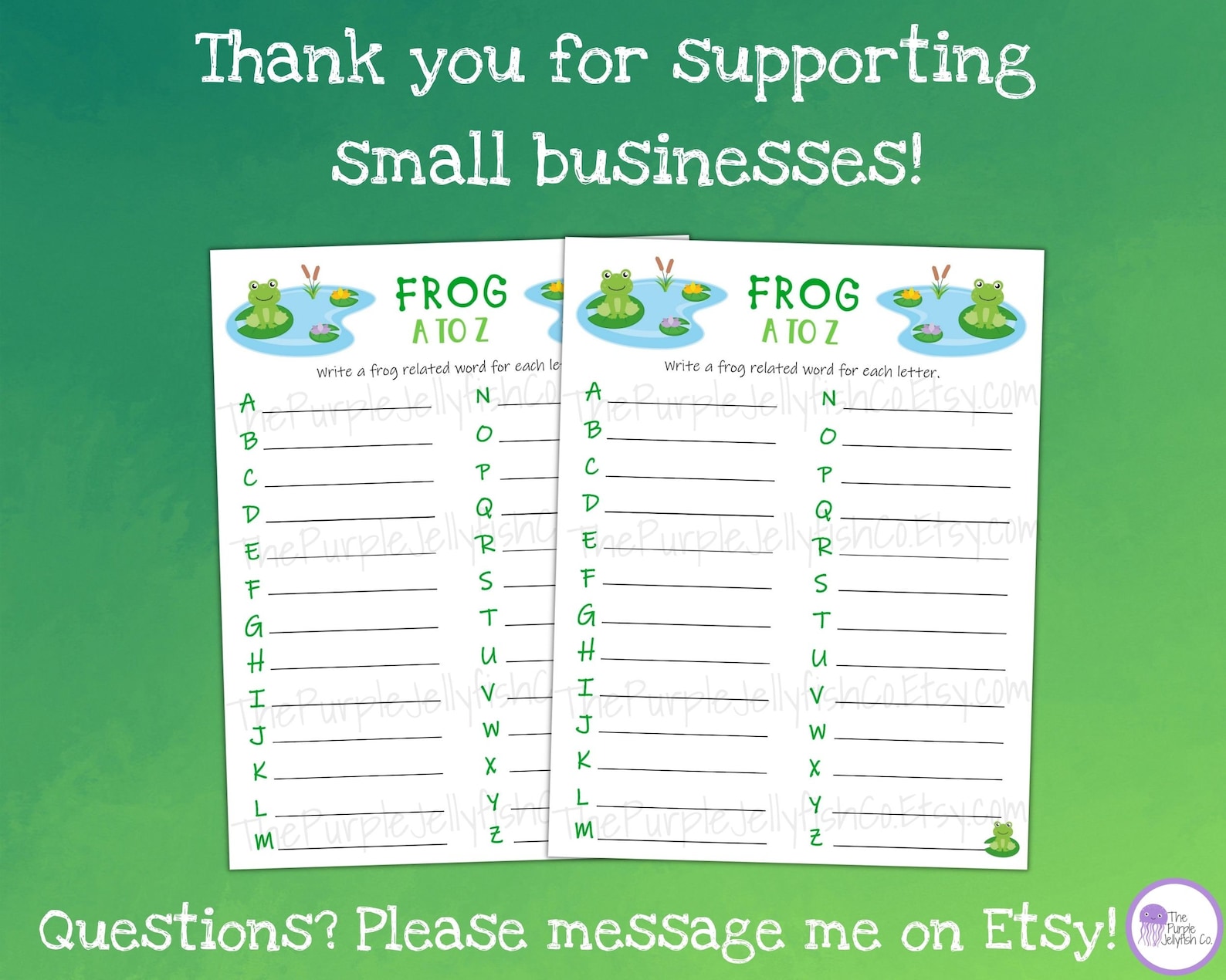 Frog A to Z Game, Printable Word Game for Kids, Frog Classroom Activity ...