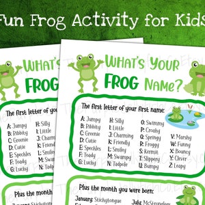 What's Your Frog Name Frog Game for Kids Printable Frog | Etsy