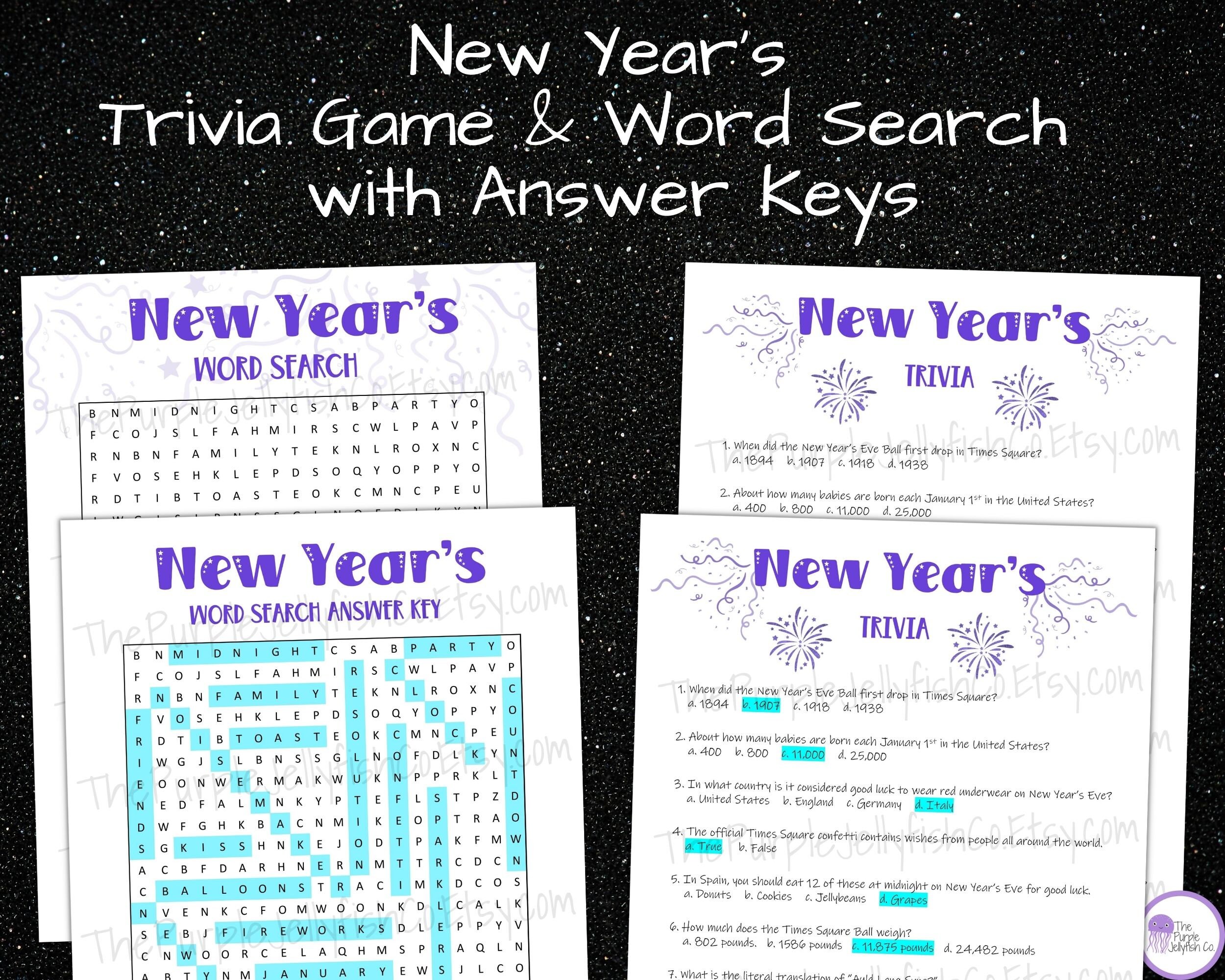 Printable New Year's Party Games for Kids & Adults, New Years Eve Games ...