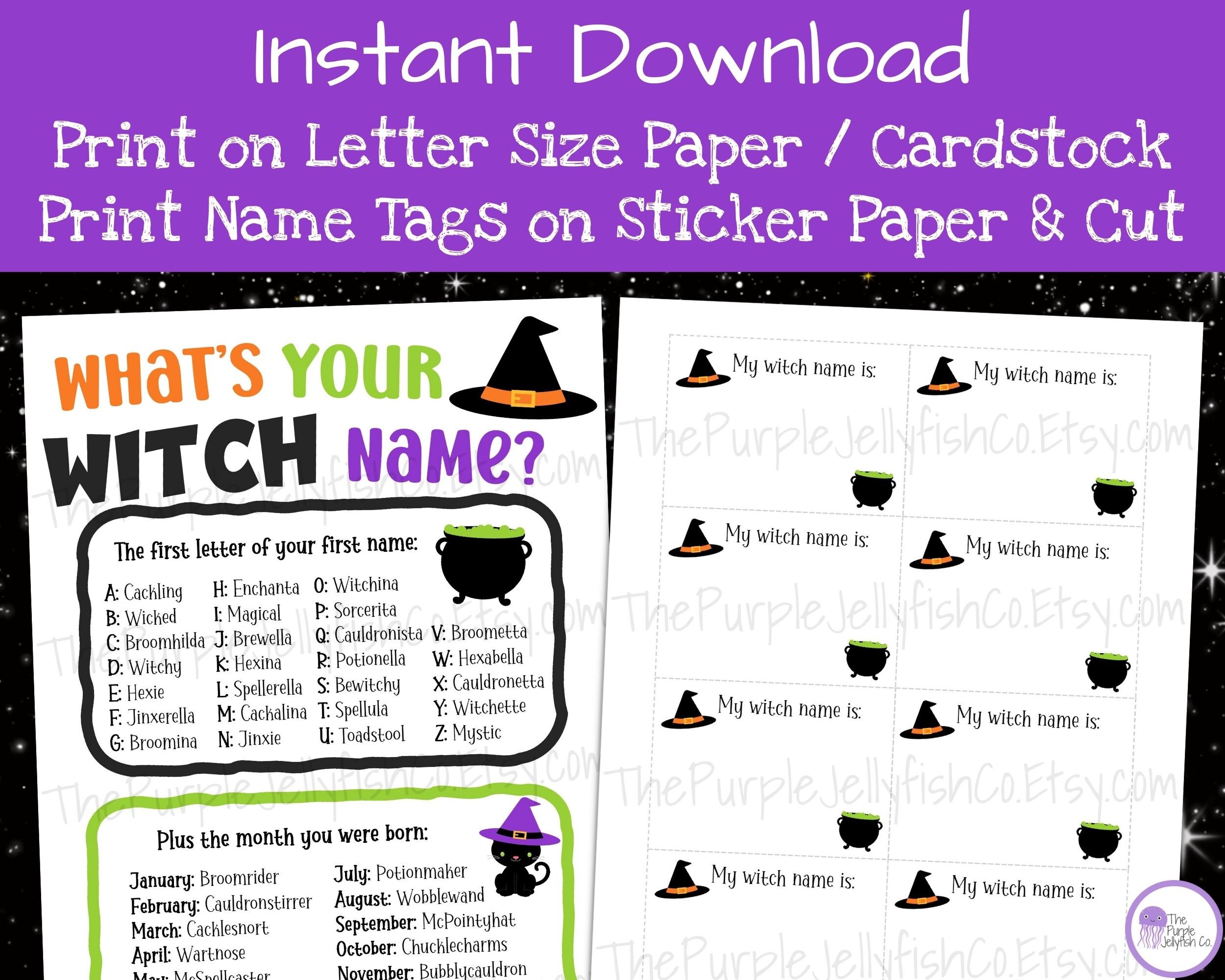 What's Your Witch Name Game Halloween Game Printable - Etsy