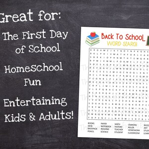 Back to School Word Search Puzzle for Kids, First Day of School ...