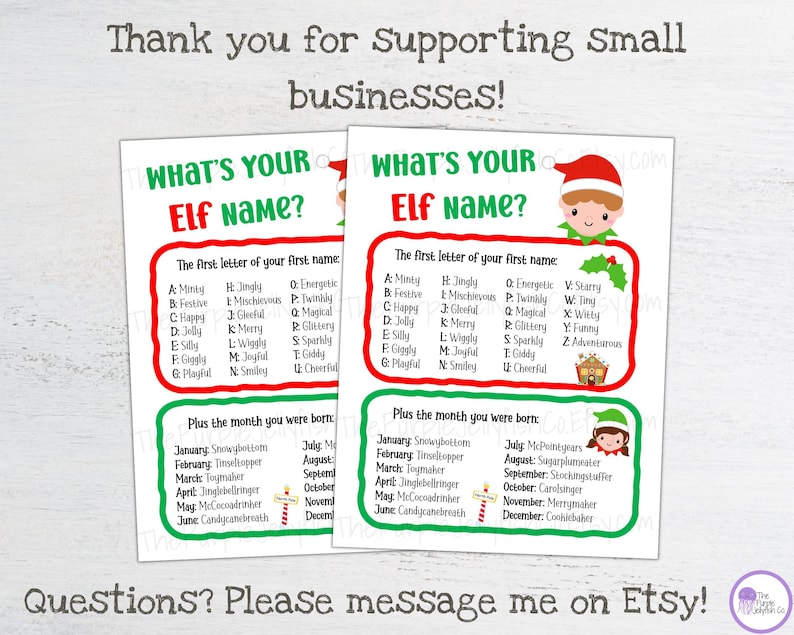 Elf Name Game Name Tags, Christmas Activity for Kids, What's Your Elf ...