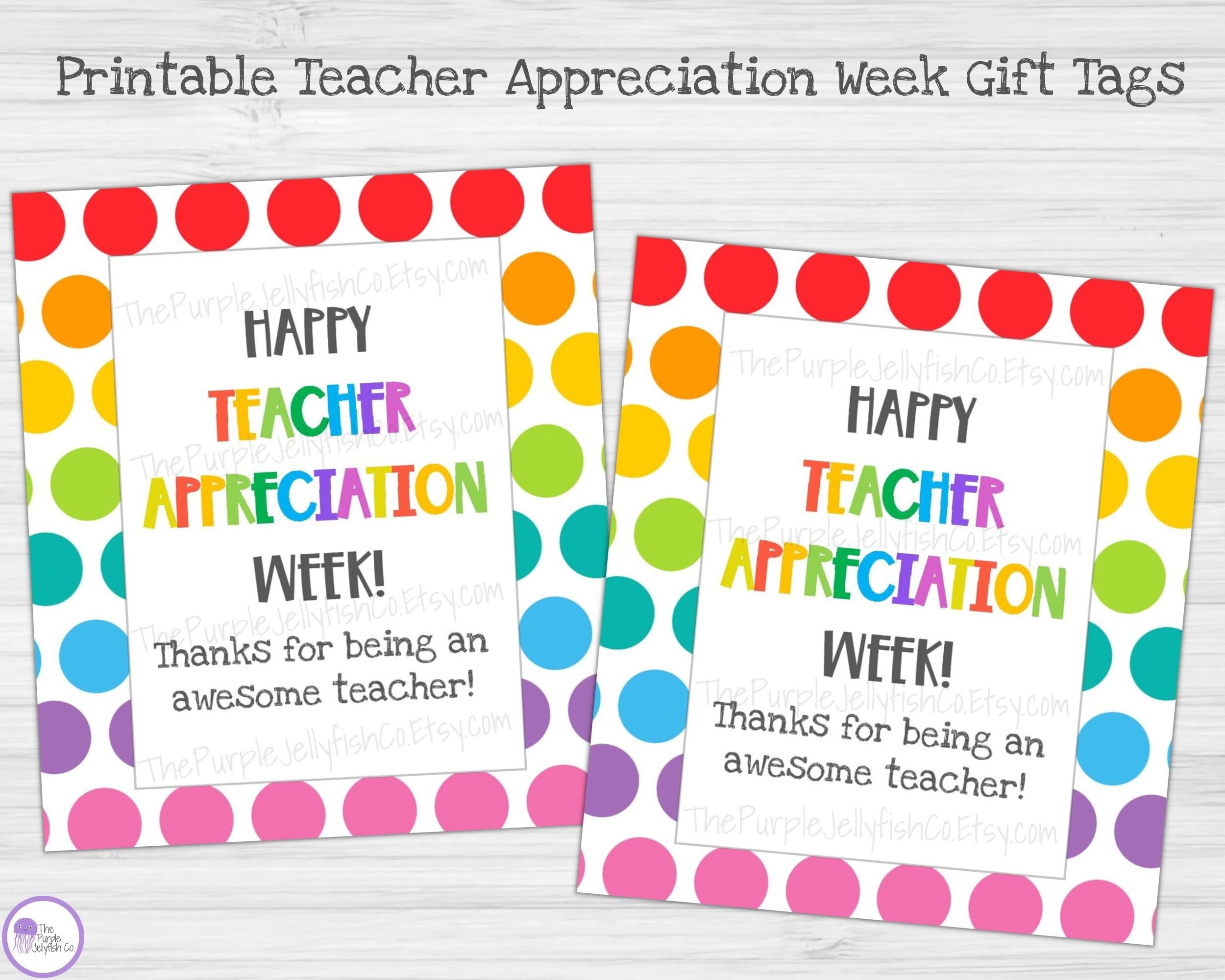Teacher Appreciation Week Gift Tag, Teacher Appreciation Card Printable ...