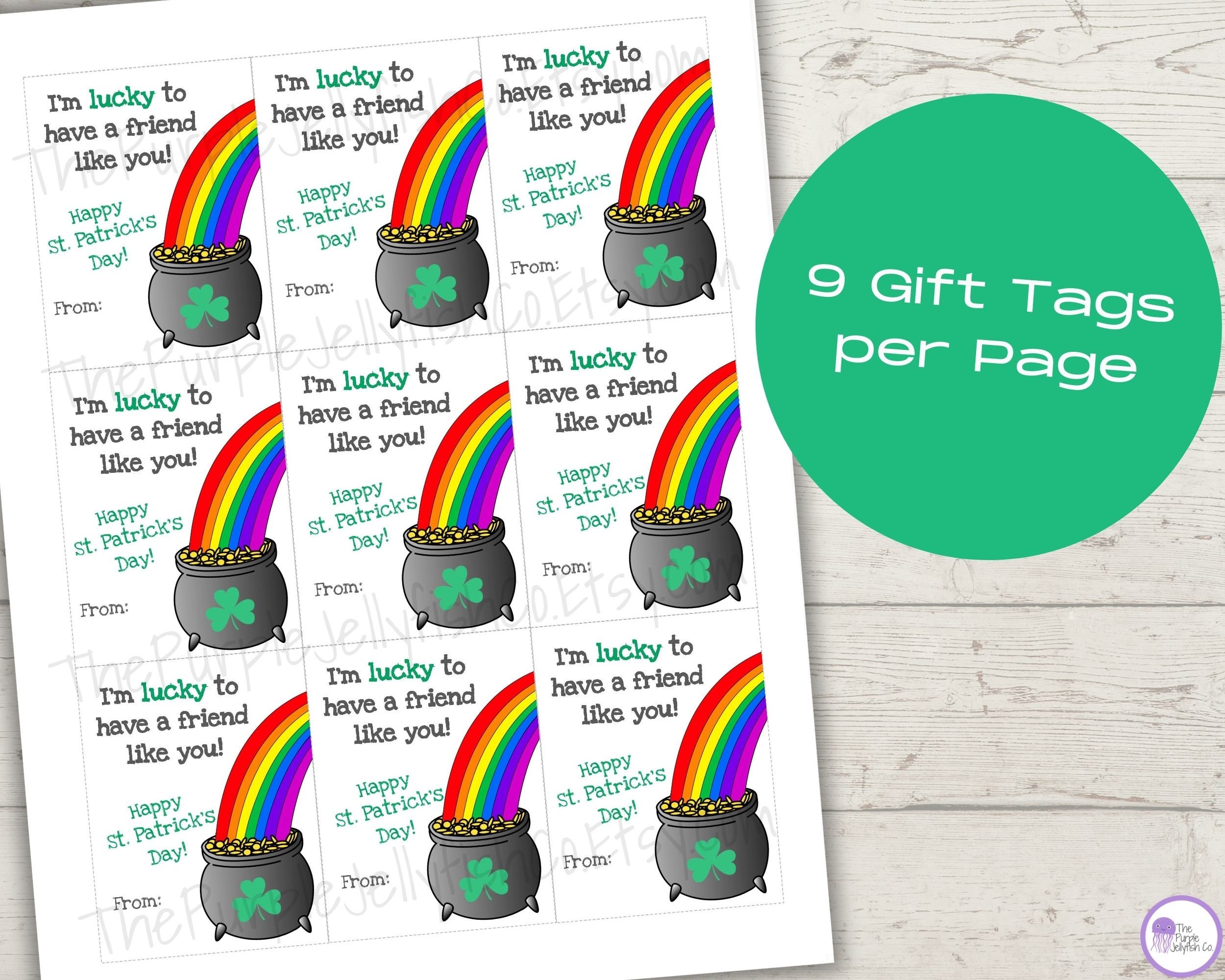 Printable St. Patrick's Day Gift Tags, St. Patrick's Day Cards for Kids ...