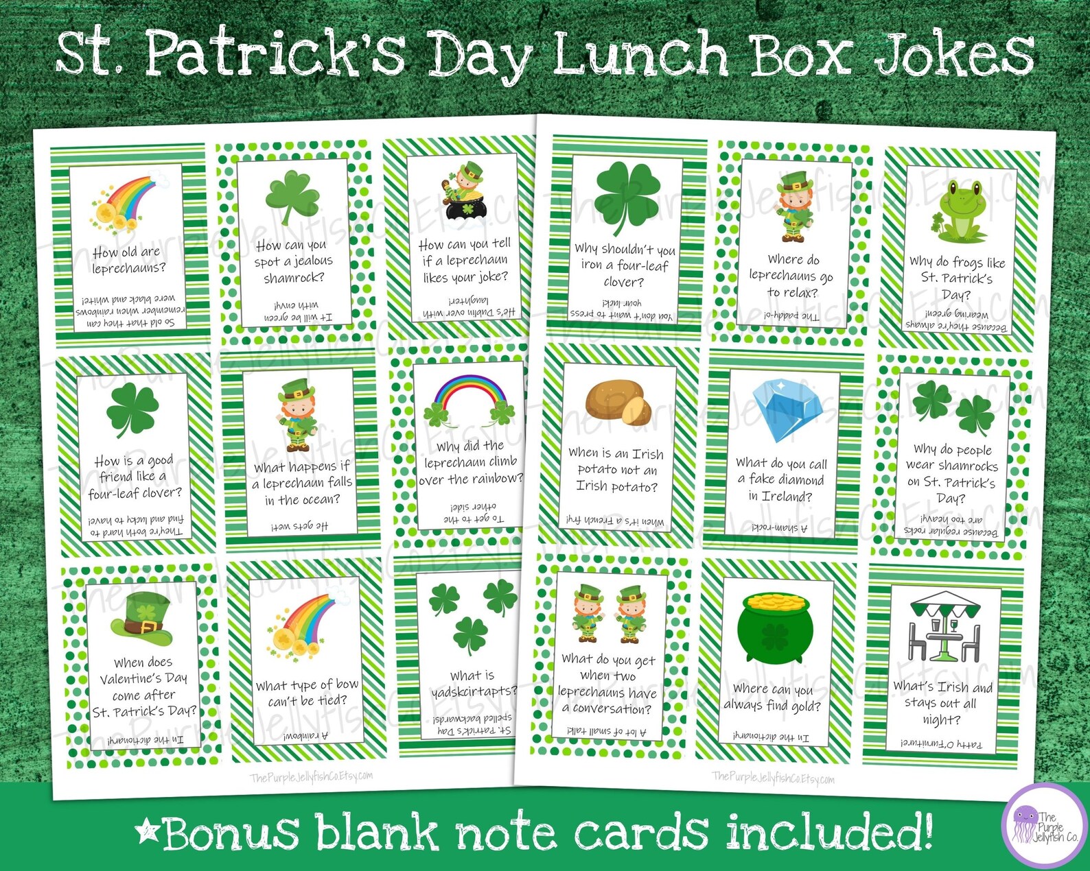 St Patricks Day Lunchbox Notes for Kids Lunch Box Jokes, School Lunch ...