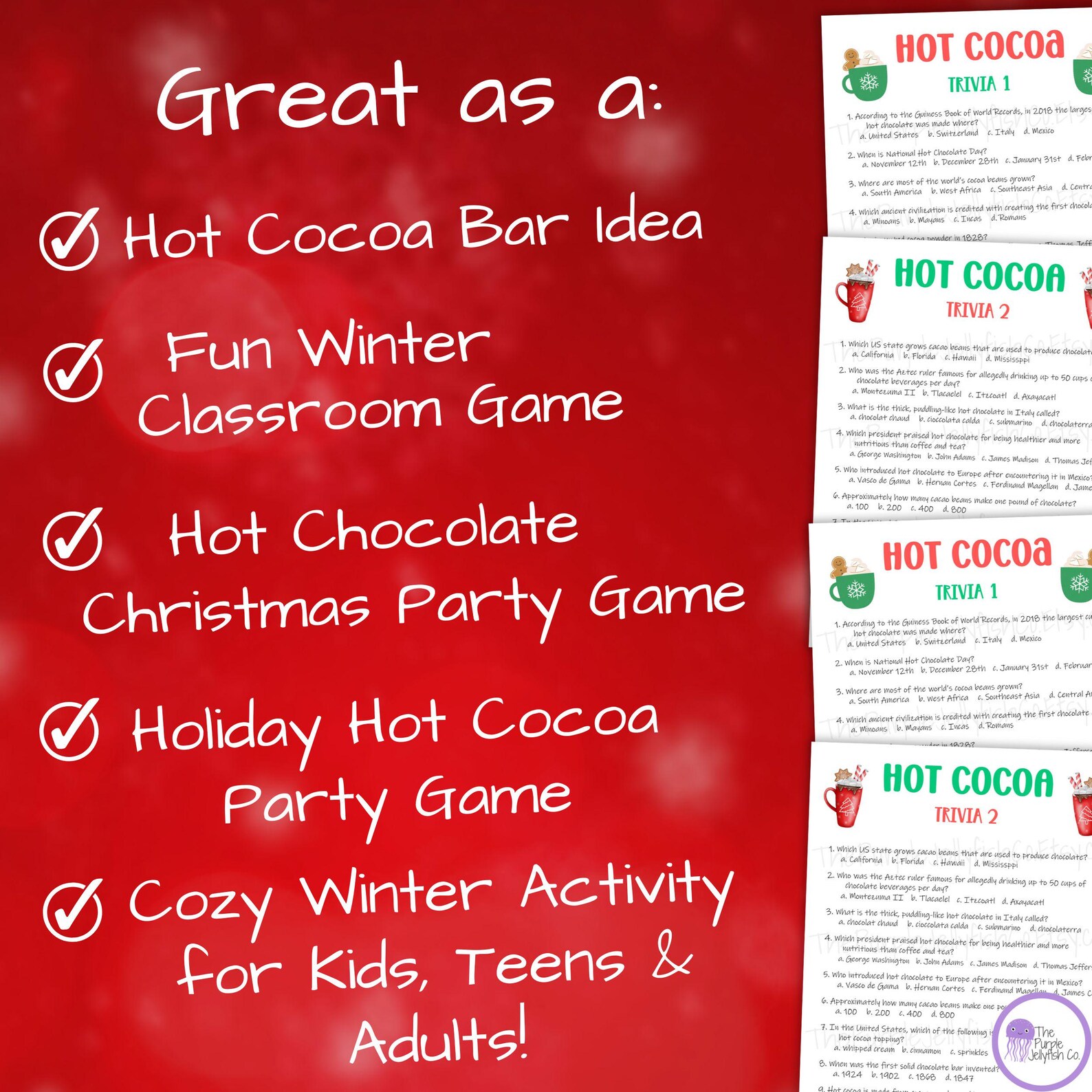 Hot Cocoa Christmas Trivia Game, Winter Party Games, Hot Chocolate Bar ...