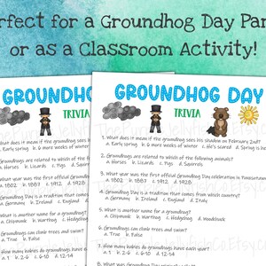 Groundhog Day Trivia Game, Printable Groundhog Day Game for Kids ...