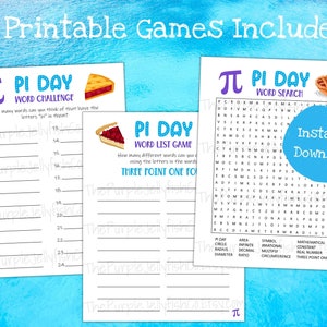 Pi Day Word Games Bundle, Printable Games for Kids, Word Game Printable ...