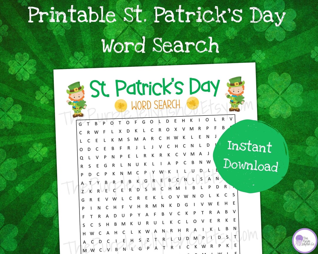 St Patricks Day Word Search Printable, St Patricks Activity, Word ...