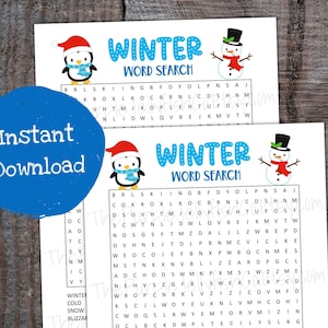 Winter Word Search Printable, Word Search Puzzle for Kids & Adults ...