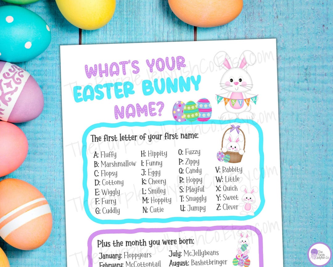 Whats Your Easter Bunny Name Game, Easter Game Printable, Cute Easter ...