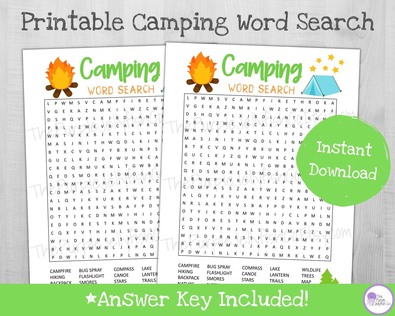 Camping Word Search Printable, Camping Activity for Kids, Summer Camp ...
