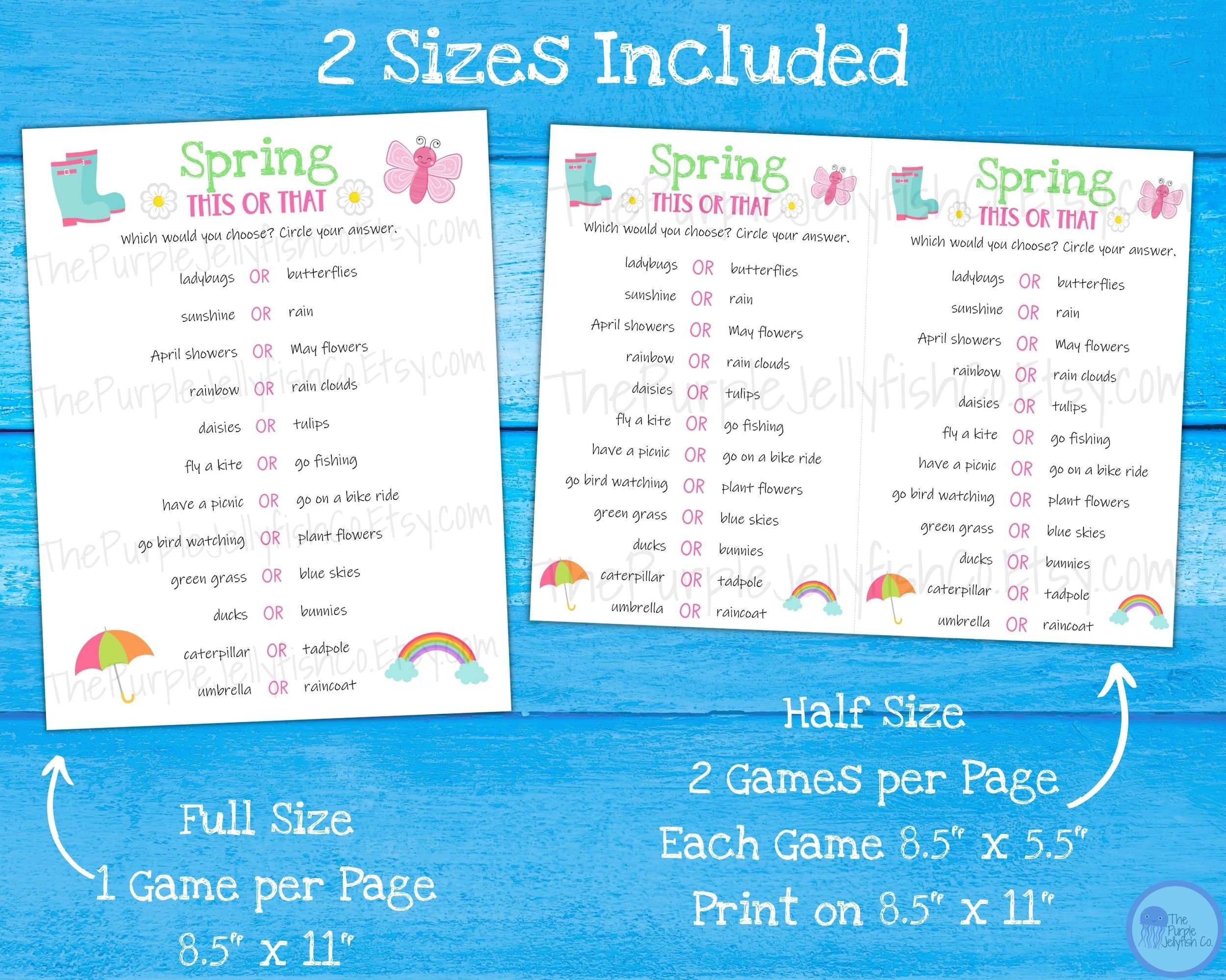 Spring This or That Game, Would You Rather Game, Spring Activity for ...