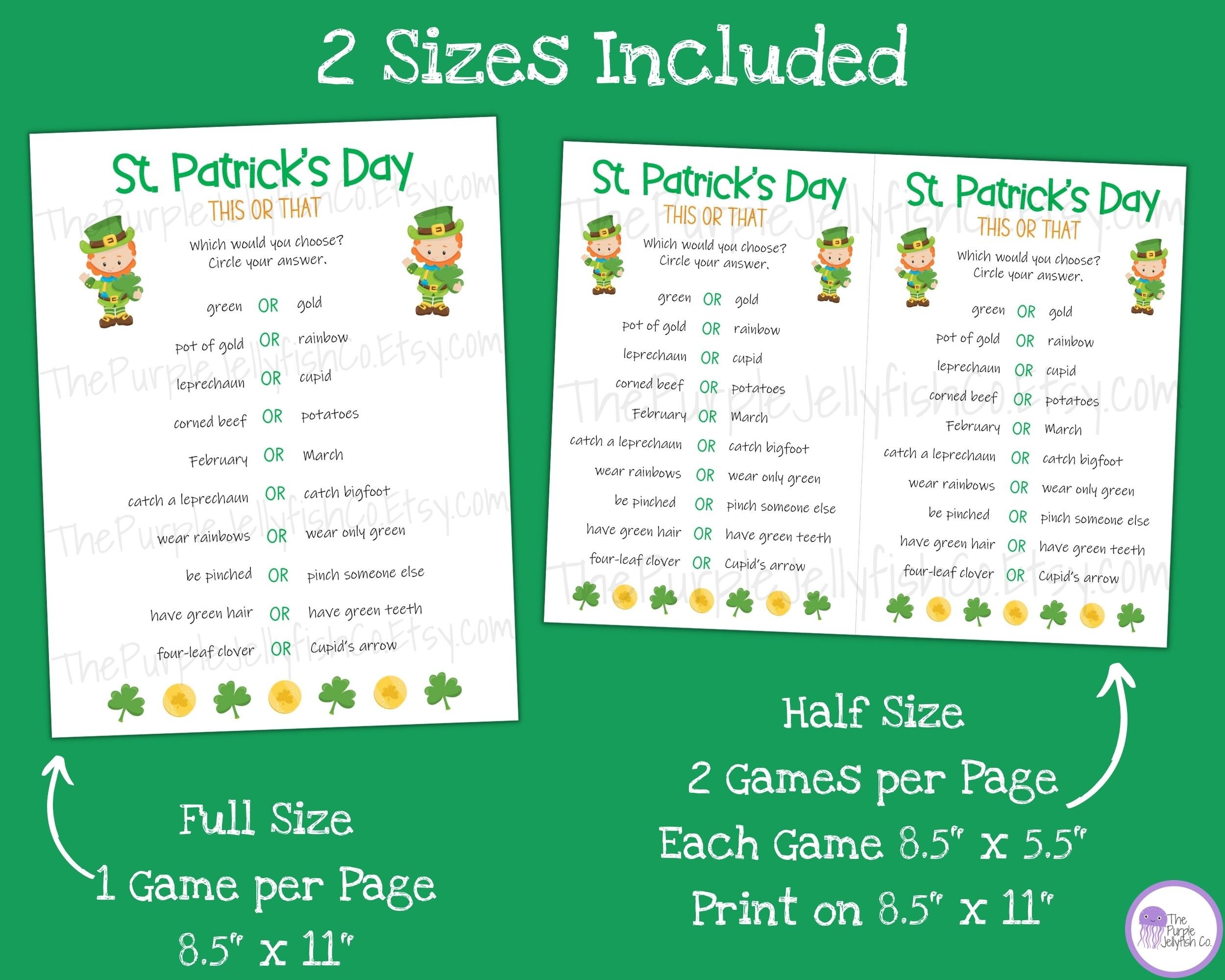 This or That St Patricks Day Game for Kids, Printable St Patricks Day ...