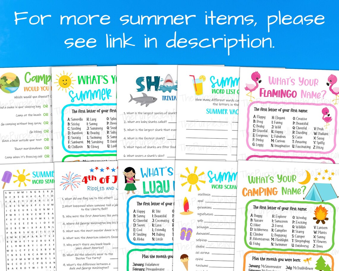 Summer Trivia Game, Printable Trivia Questions for Teens Adults Seniors ...