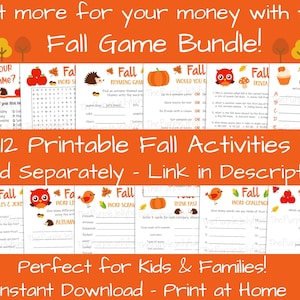 Fall Word List Game, Fall Game Printable, Autumn Activity for Kids, Fun ...