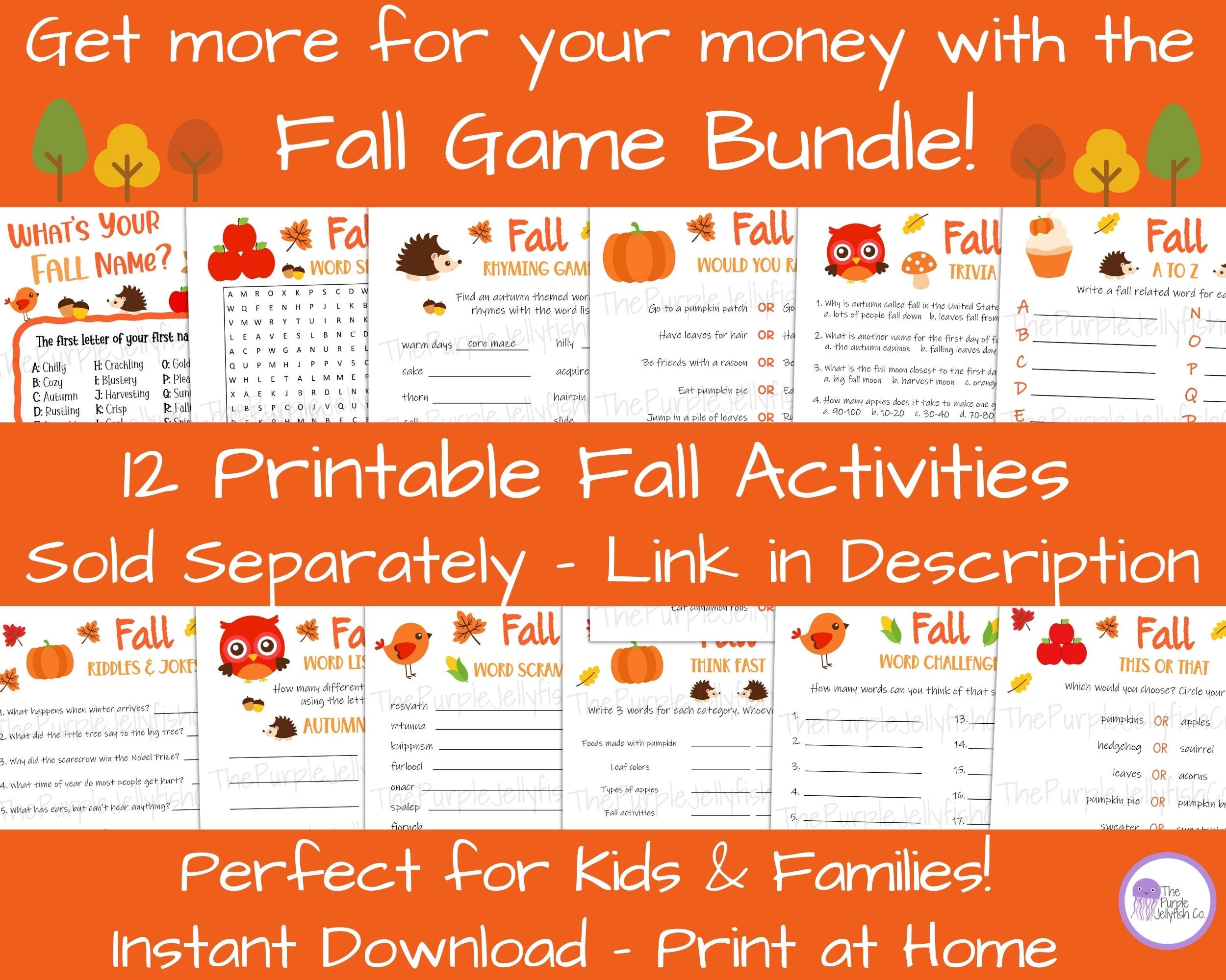 Fall Word List Game Printable Fall Activity for Kids, Fun Fall ...