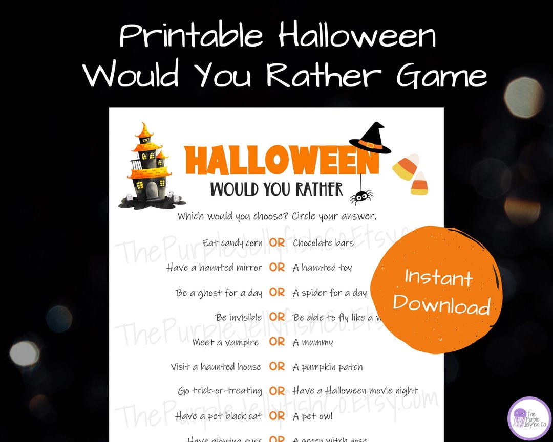Halloween Would You Rather Game for Kids, Printable Halloween Party ...