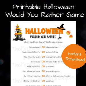 Halloween Would You Rather Game for Kids, Printable Halloween Party ...